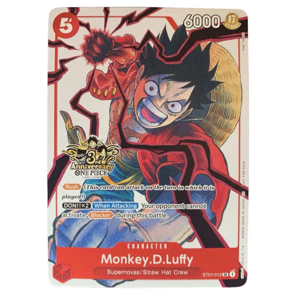 Monkey D Luffy 3rd Anniversary Promo Card One Piece ST01 012 ...